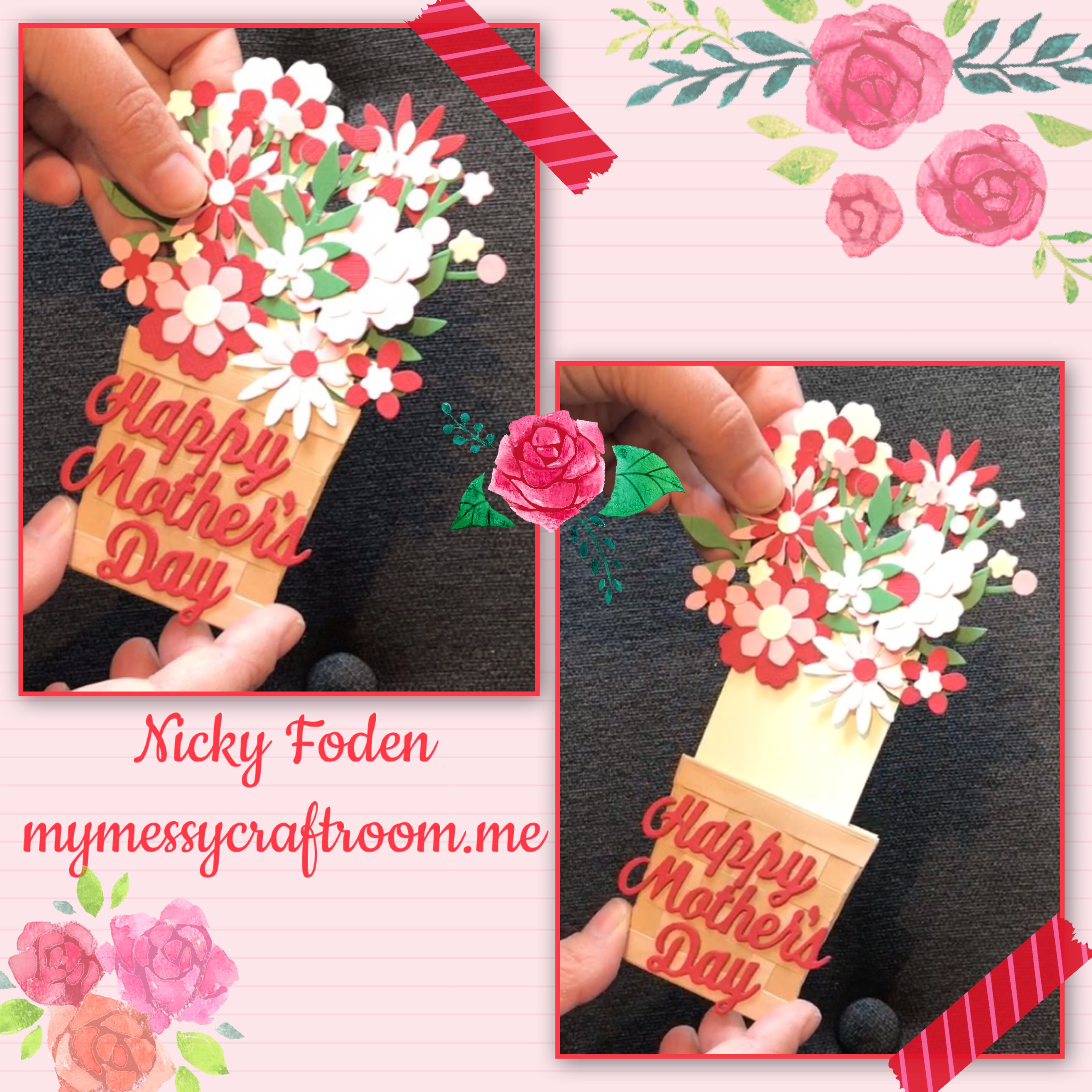 Pull Out Flower basket card – My Messy Craft Room