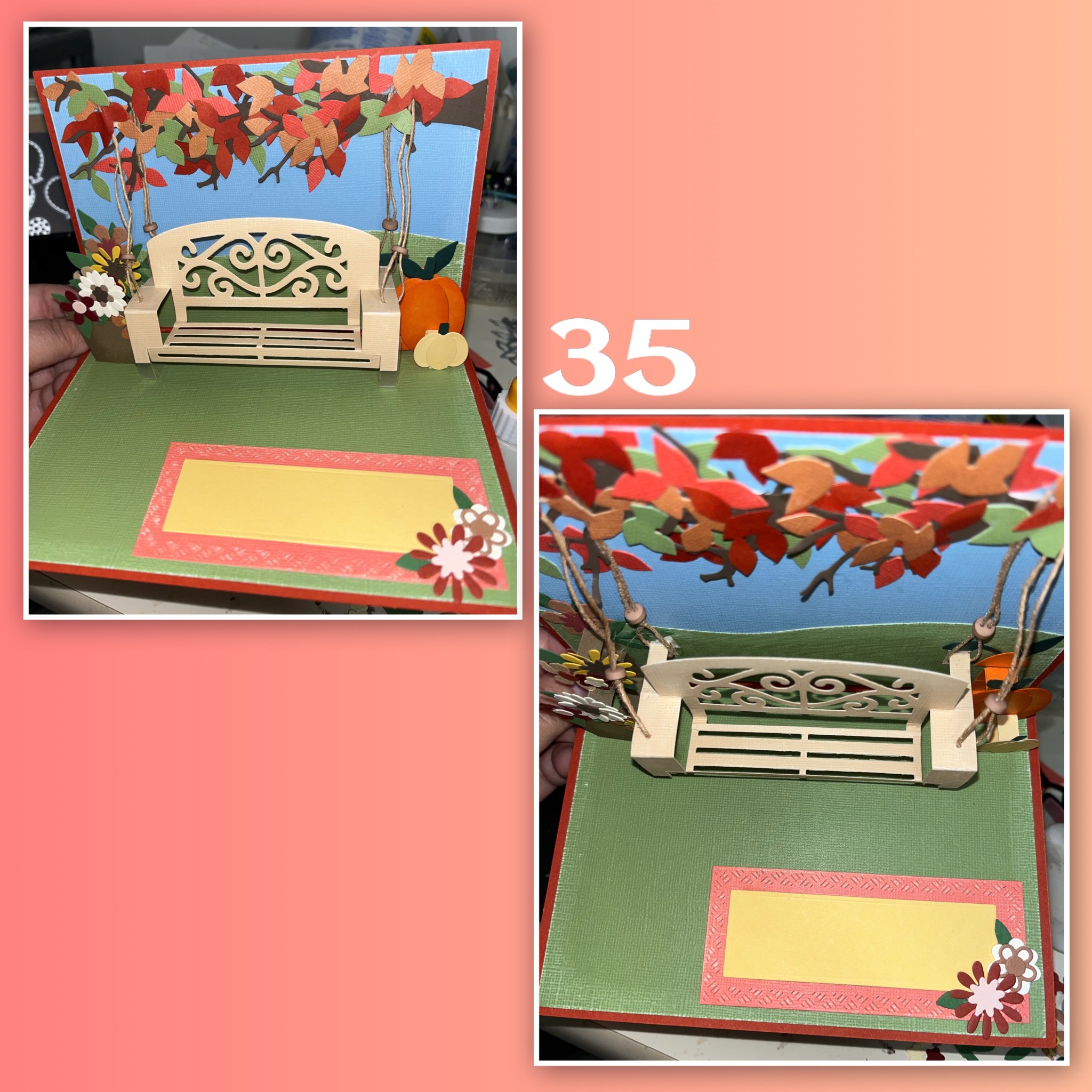 October Designer Challenge- Fall Garden Bench card – My Messy Craft Room